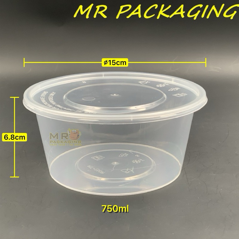 750ml Round Disposable Plastic PP Food Container ( 50pcs± ) - 750 ml RT ...