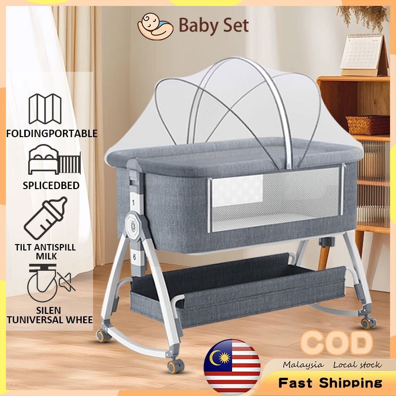 COD Portable Baby Cot Large Size Bedside Katil Baby Murah Bajet ...