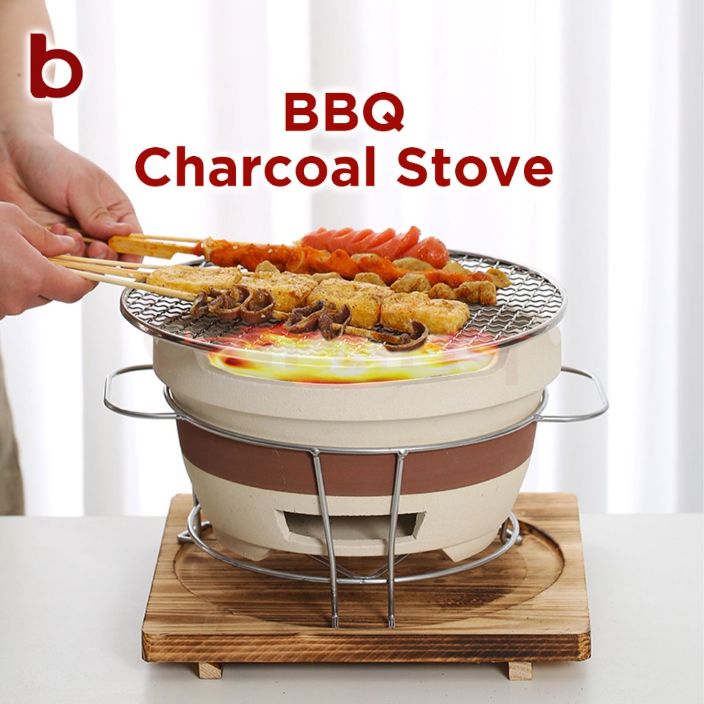 [MY STOCK] Indoor Tabletop BBQ Grill Clay Charcoal Stove | Outdoor ...