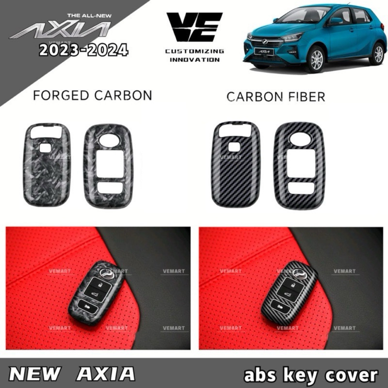 Vemart perodua axia 2023-2024 car key cover forged carbon key chain ...
