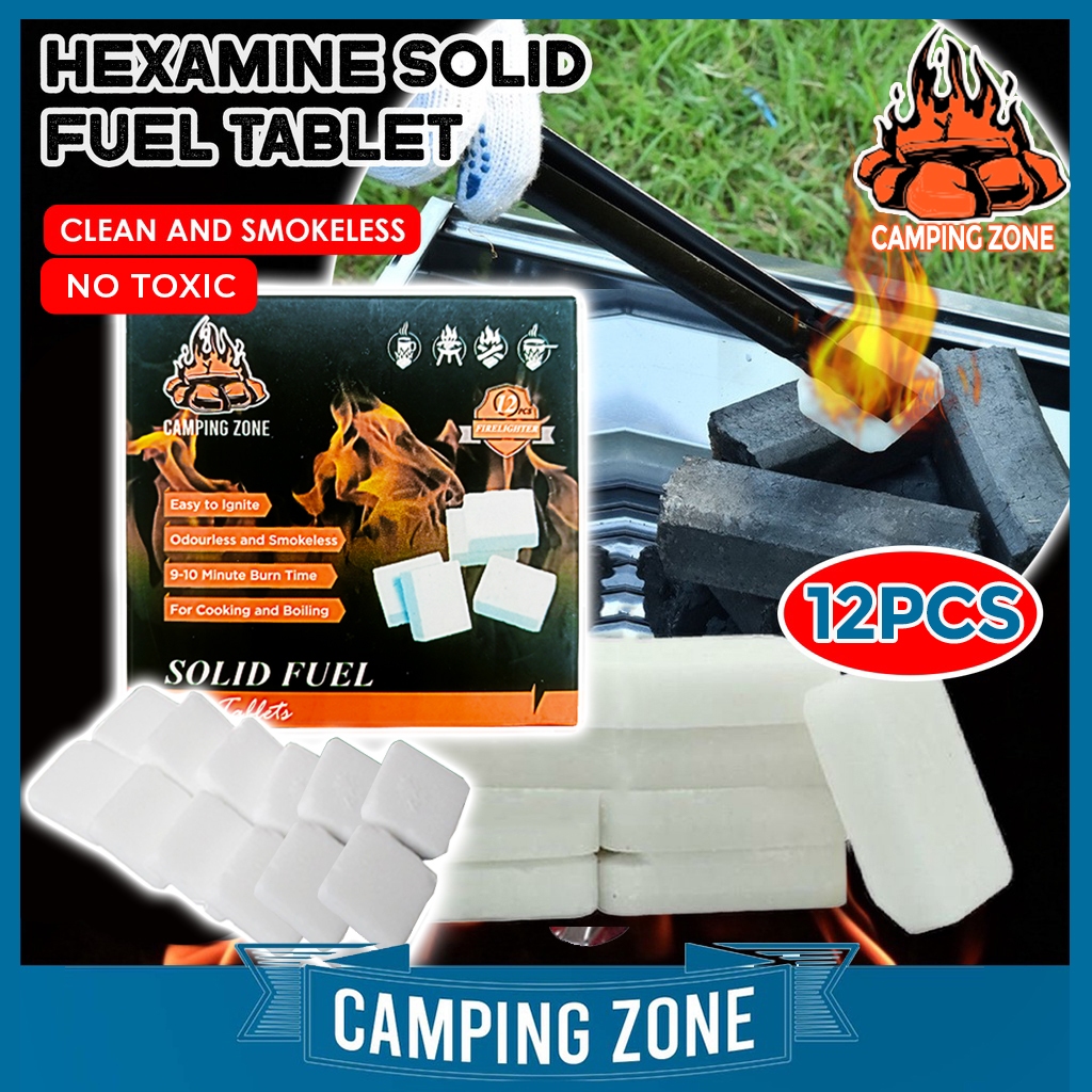 12Pcs Alcohol Fuel Tablet Charcoal Fire Starter Camping Foldable Solid ...