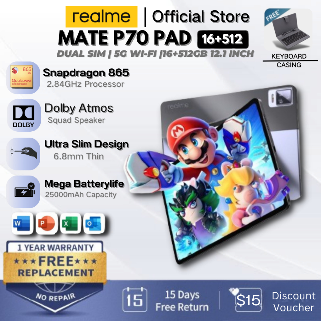 NEW 2024 | Realme pad P70 PRO Tablet (16GB RAM + 512GB ROM ...