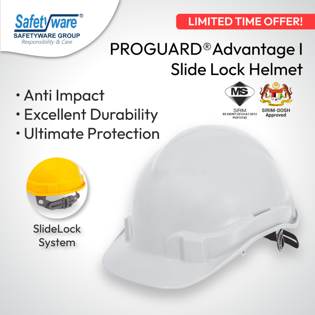 SIRIM DOSH CERTIFIED | PROGUARD Advantage I Safety Helmet I Slide Lock ...
