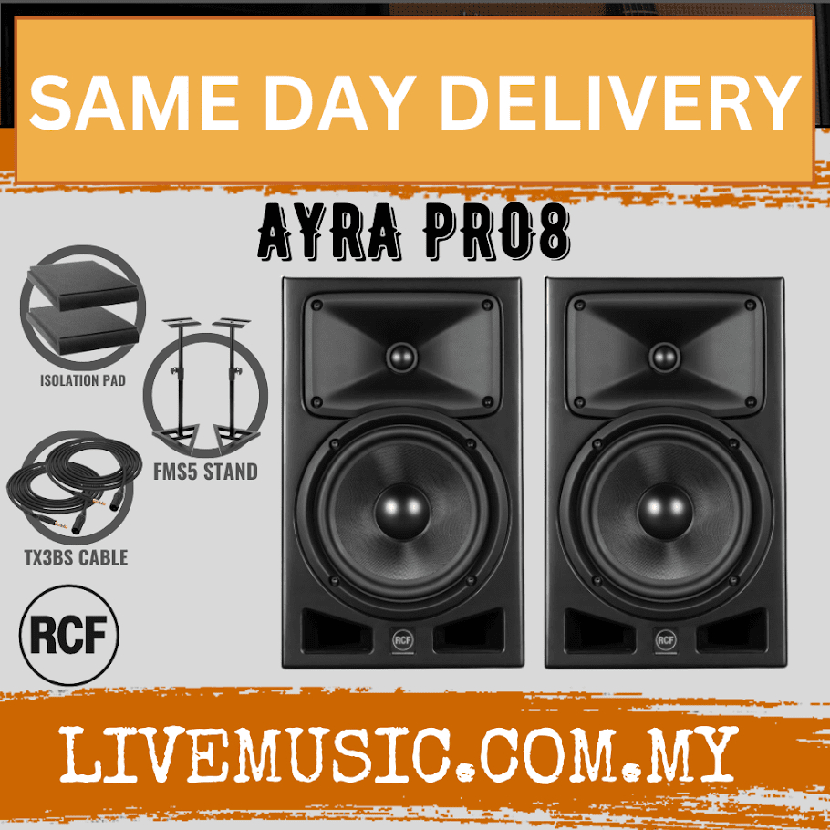 RCF AYRA PRO8 PROFESSIONAL ACTIVE TWO-WAY WITH ISOLATION PAD AND MONITOR STAND - PAIR ( AYRAPRO8 ...