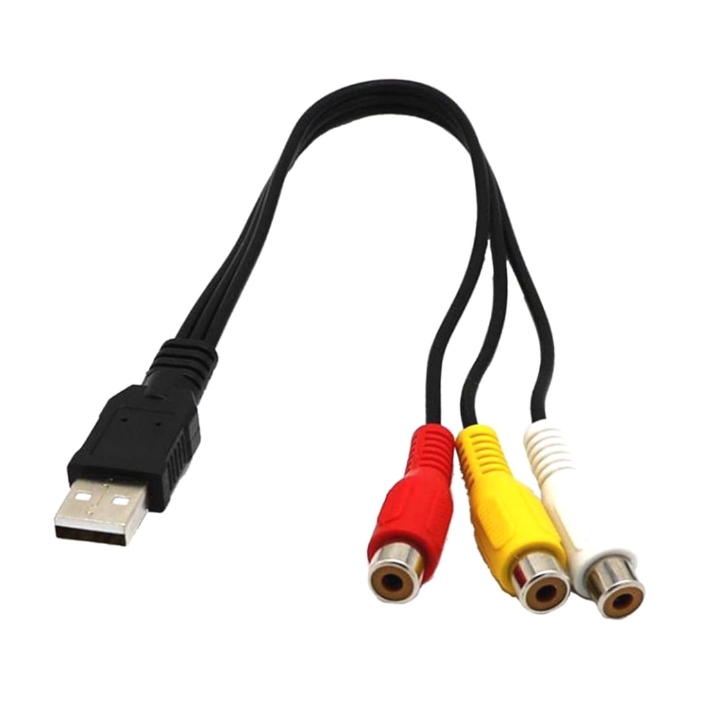 USB 2.0 Male to 3 RCA Female Jack Audio Video AV Composite connector ...