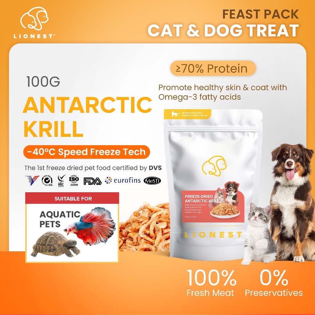 LIONEST PETS Antarctic Krill (Feast Pack 100g) Premium Freeze-Dried Pet ...