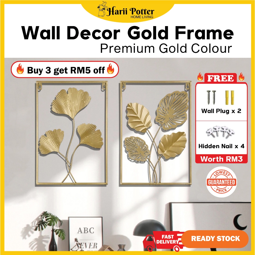 Metal Wall Deco Frame Hiasan Dinding Ruang Tamu Wall Decoration Living ...