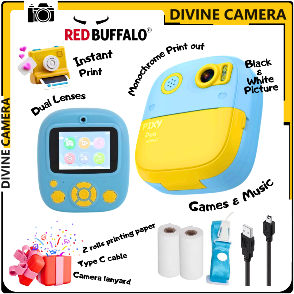 Red Buffalo PIXY DUO Instant Print Out Camera Monochrome Picture ...