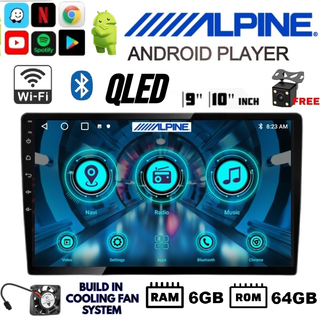 [6GB RAM+64GB ROM]QLED Alpine Style Android Player 9"10" inch Quad Core ...