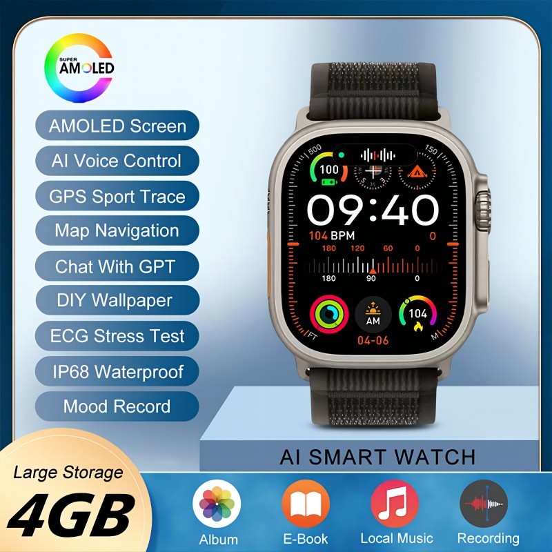 Maxwear U17 ultra 2.2 inch 4GB ROM smart Watch amoled Dynamic Island ...