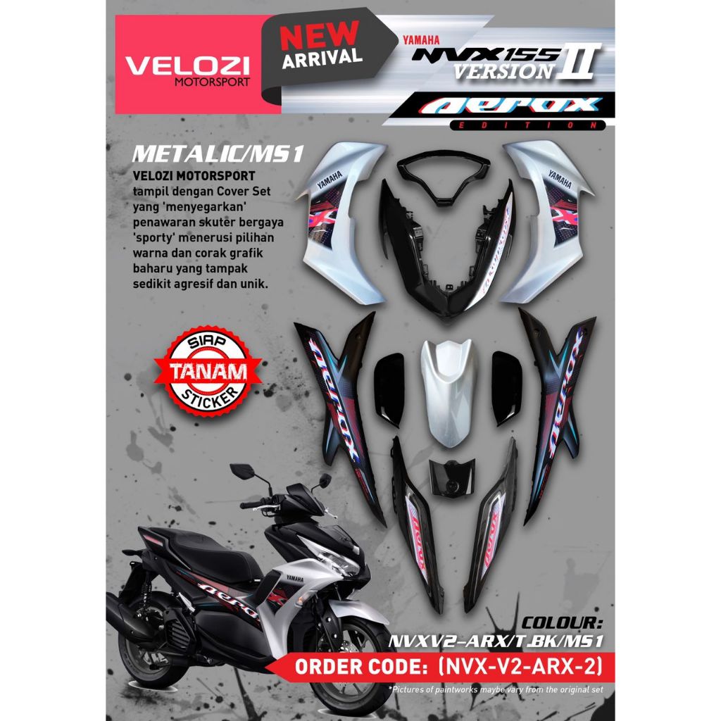 COVERSET BODYSET NVX 155 NVX155 V2 YAMAHA METALIC BLACK MS1 HITAM ...