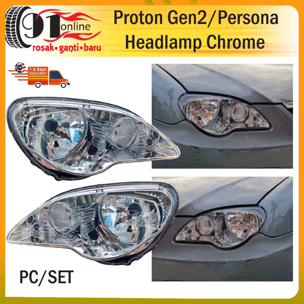 Proton Gen2 Gen 2 / Persona 2004 Headlamp (Head Lamp) Chrome LAMPU ...