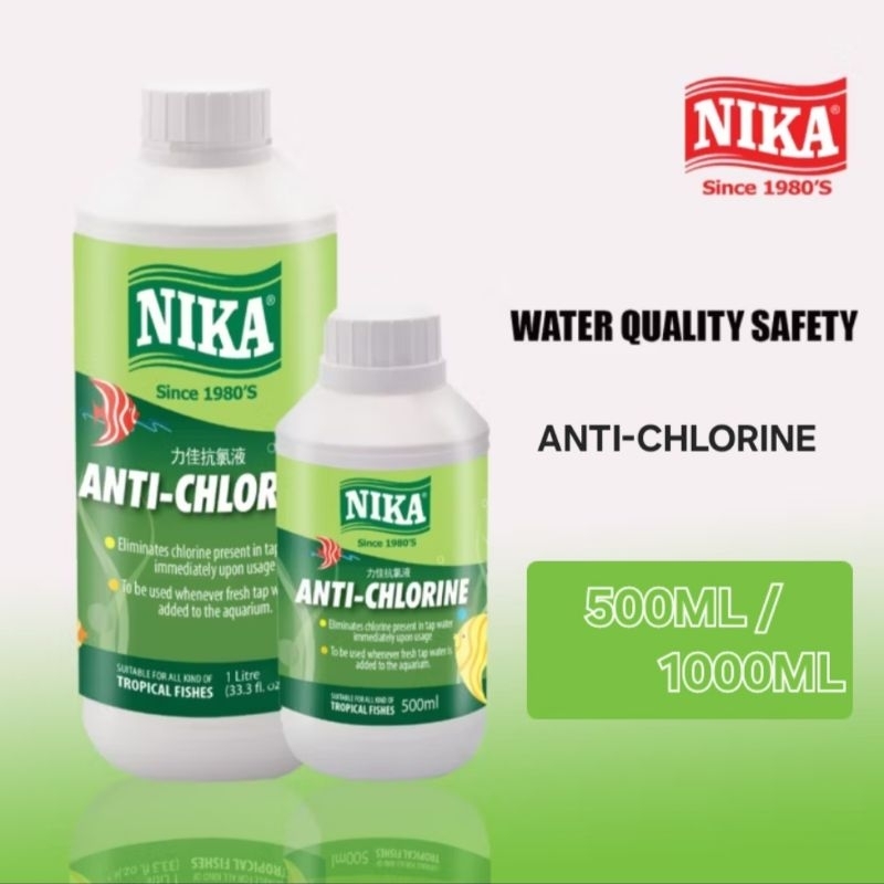 Nika Anti Chlorine 500ml 1L 1Litre klorin chlorin antichlorine fish aquarium akuarium ikan ...