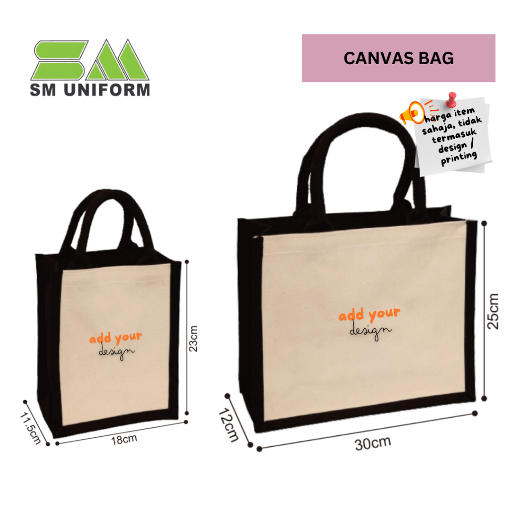 Custom Design Printing Bag Canvas Bag Beg Kain Kanvas Tote Bag Jute Bag ...