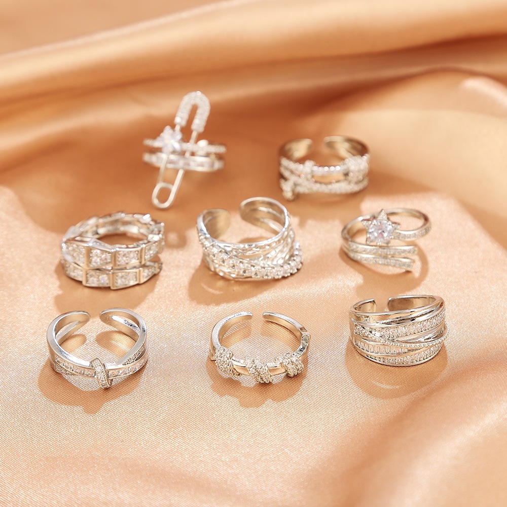 Greatshore Zircon Multilayer Ring For Women Party All-match Fashion Jewelry Vintage Opening ...