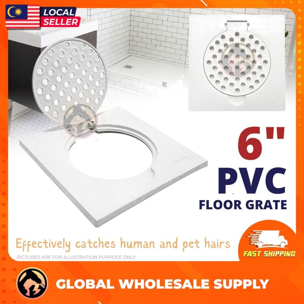 6" PVC Bathroom Toilet Floor Grating Floor Trap Hair Drainage Cover Toilet Laundry Drain Cover ...