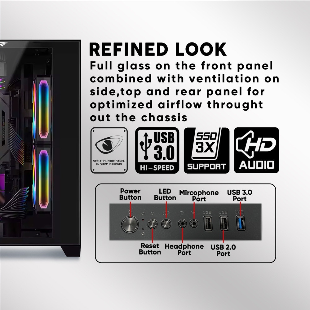 Armaggeddon Aquaron Wibo M-ATX Transparent view PC Case - Black/White ...