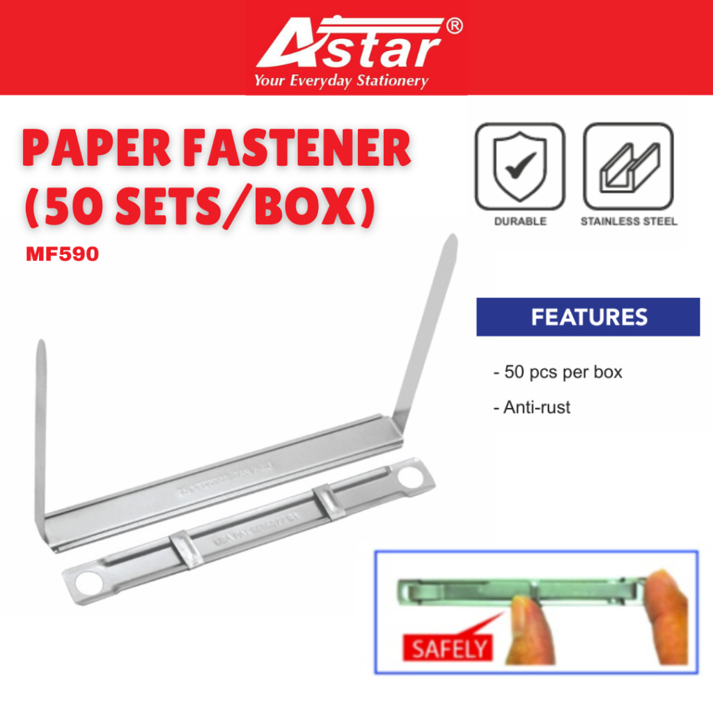 [50 PCS][METAL Fastener][Astar MF590 Paper Fastener] - 50pcs/Box, Anti ...