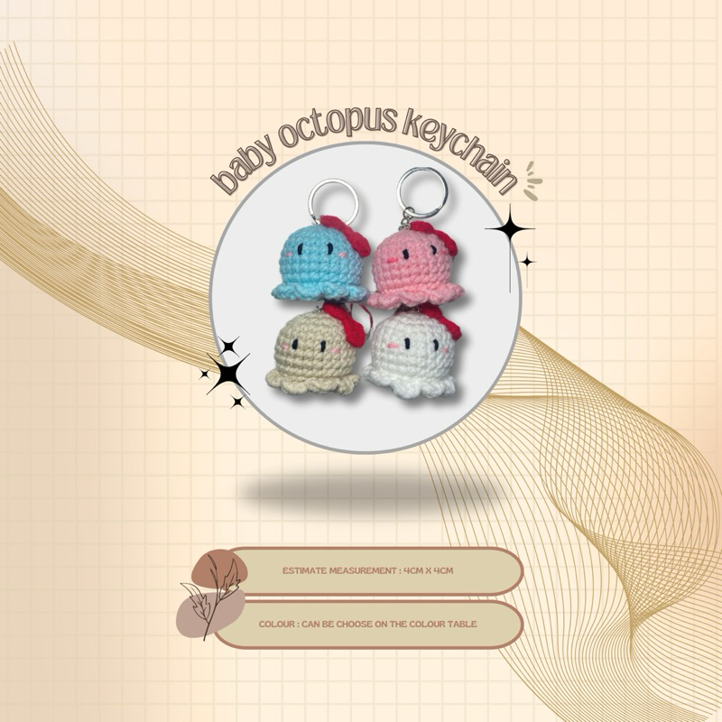 100% HANDMADE BABY OCTOPUS CROCHET KEYCHAIN | Shopee Malaysia