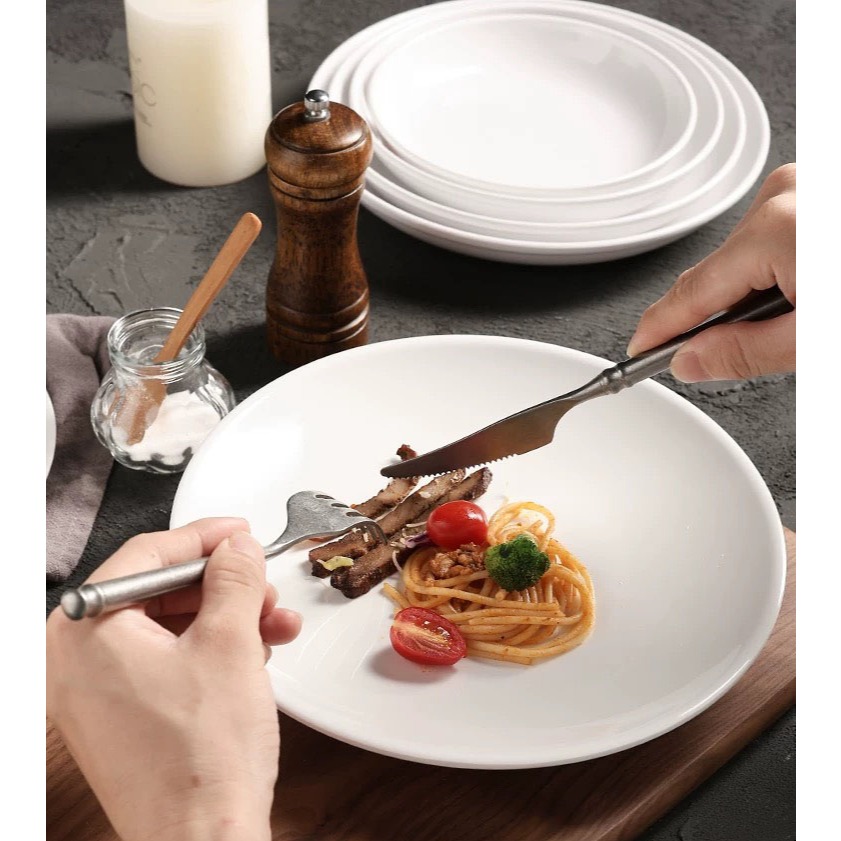 A5 Melamine Thicken Food Grade Plate White Round Plate Set Tableware ...