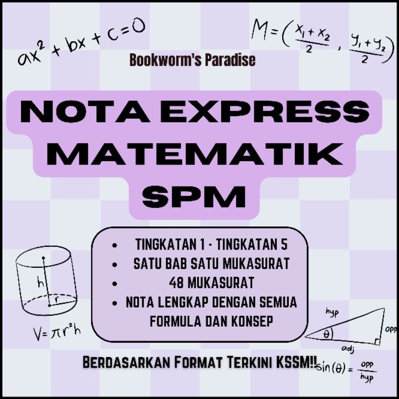 [SOFTCOPY/PDF] NOTA EXPRESS MATEMATIK SPM| KSSM | Tingkatan 1 hingga Tingkatan 5 | Format ...