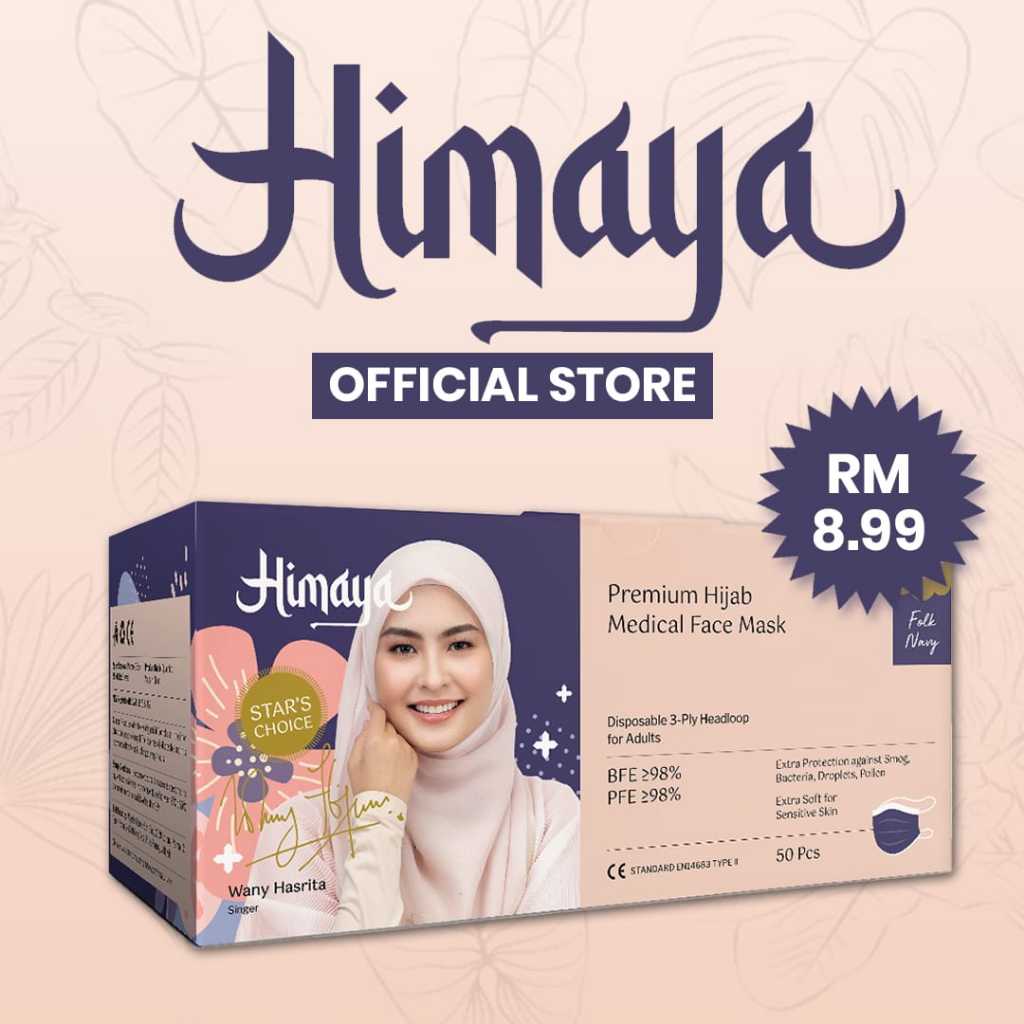 Himaya Premium Hijab 3-ply Medical Face Mask(ORIGINAL) - Folk Navy 1px ...