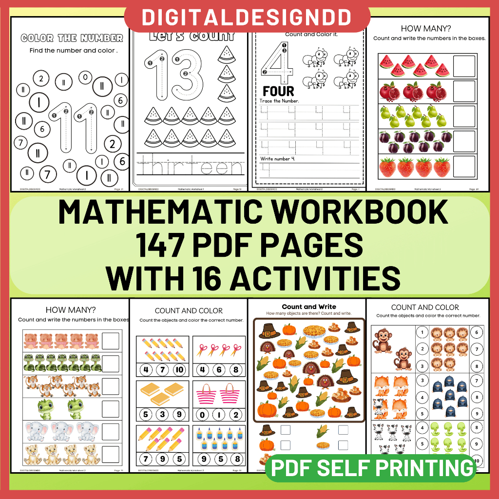 PDF Basic Mathematic Worksheet for kids preschool tracing counting ...