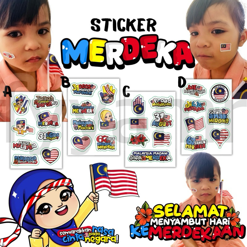 Sticker Muka Tema Merdeka / Sticker Pipi Merdeka | Shopee Malaysia