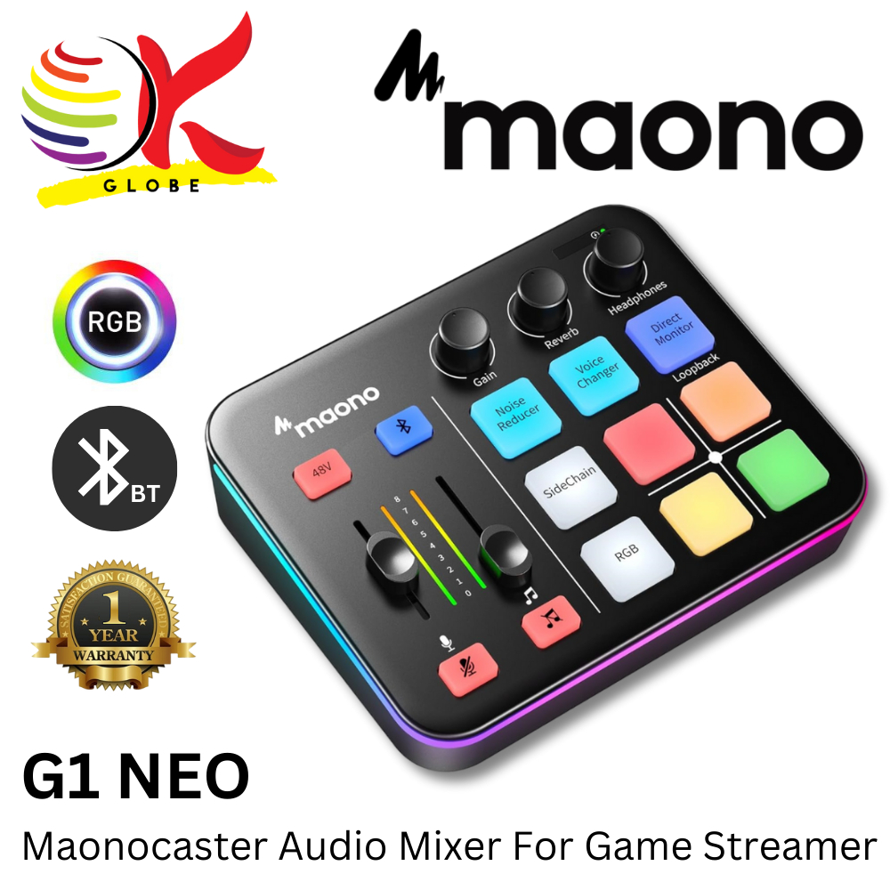 MAONO MAONOCASTER G1 NEO AUDIO MIXER FOR GAME STREAMER WITH ONE KEY MUTE & 2 LEVEL NOISE ...