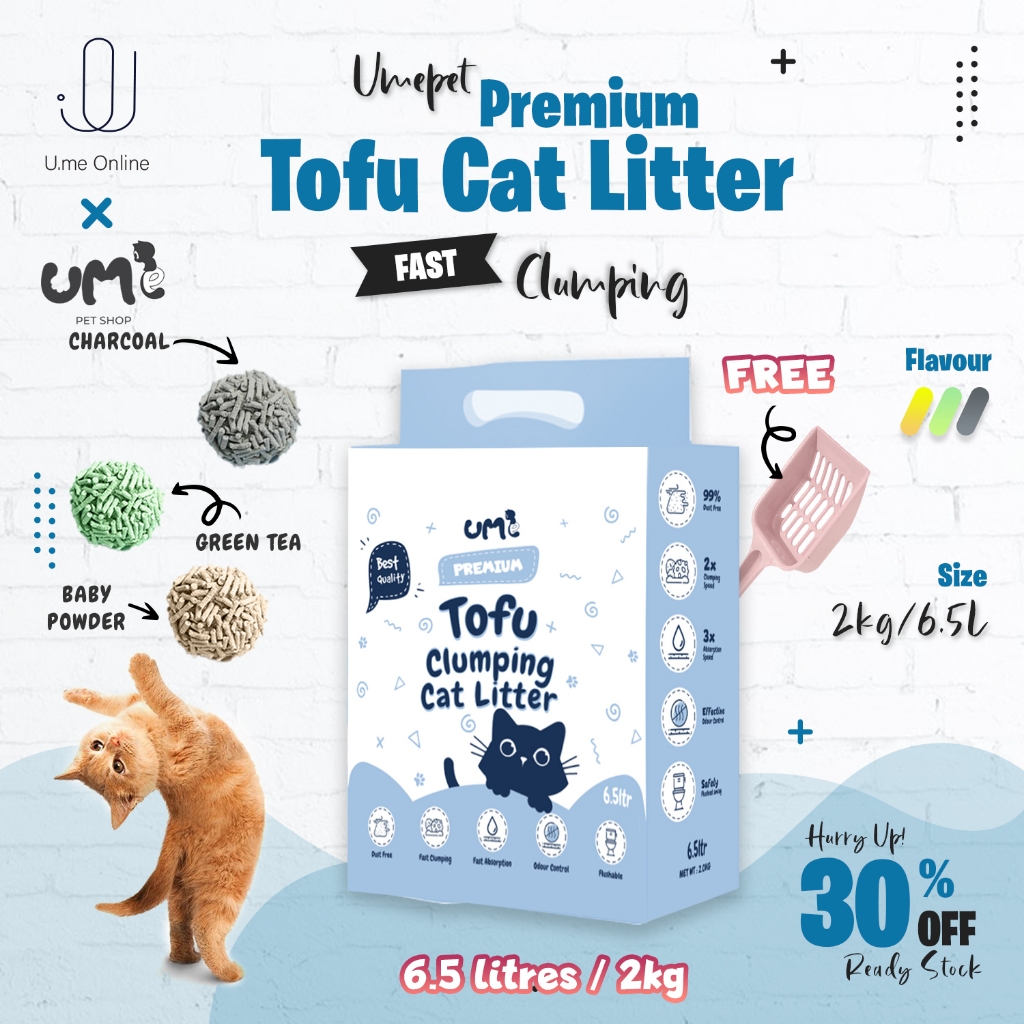 Ume Pet🐱💯Premium / Mixed Tofu 2KG Tofu Cat Litter 1.5mm Thin 6.5L Pasir ...