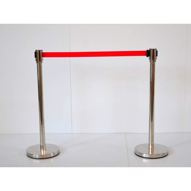 Stainless Steel Q Up Stand with Retractable Belt Red Color | Shopee ...