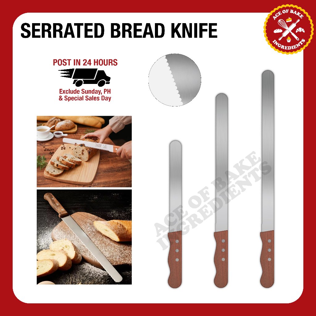 Serrated Bread Knife (20cm / 30cm / 35cm) | Shopee Malaysia