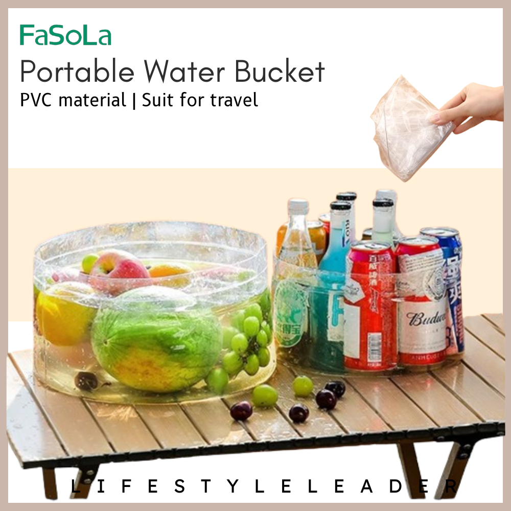 FaSoLa Portable Wash Basin Water Bucket PVC Material Foldable & Lightweight for Travel Camping ...