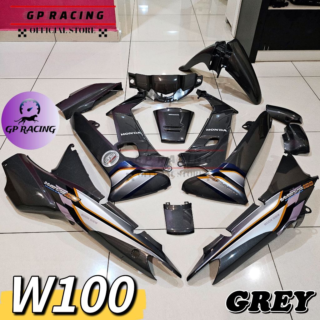 Wave100 Cover set Grey with sticker (4) W100 "GP RACING" | Shopee Malaysia