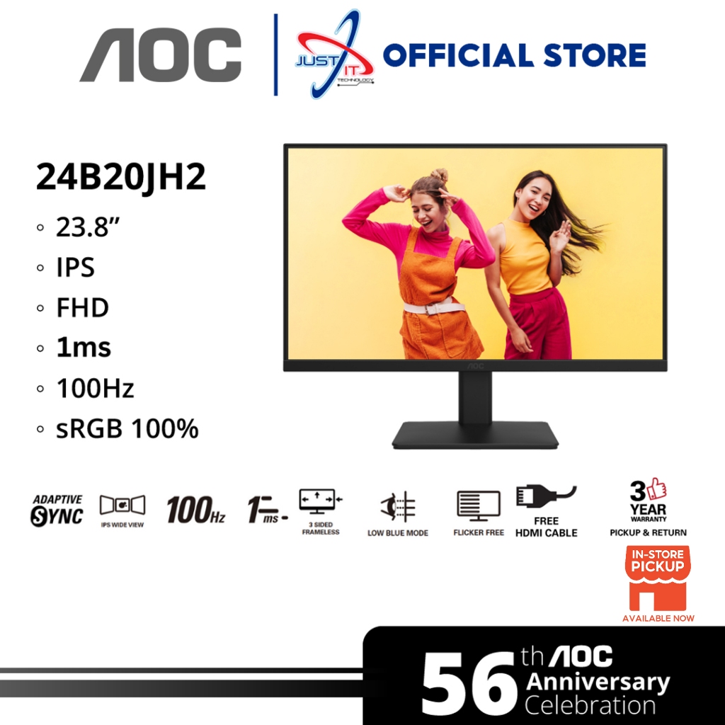 AOC 24B20JH3 (120hz) / 24B20JH2 (100hz) 24" FHD Monitor ( 24" IPS FHD ...
