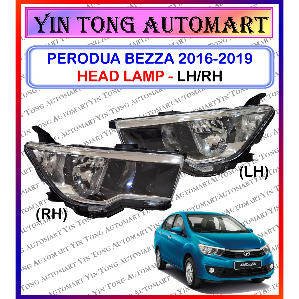 PERODUA BEZZA 2016-2019 HEAD LAMP LAMPU DEPAN WITH OR WITHOUT BULB ...