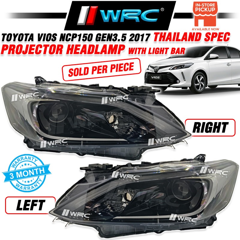 Toyota Vios NCP150 Gen3.5 2017 Thailand Spec Projector Headlamp With ...