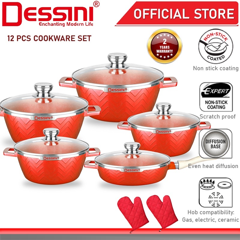 DESSINI ITALY WSB-12-S Die Cast Aluminium Non Stick Casserole Pot Bowl ...