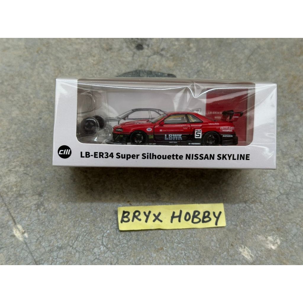 CM Model LBWK Nissan Skyline GT-R R34 Super Silhouette ER34 No.5 Red (1 ...
