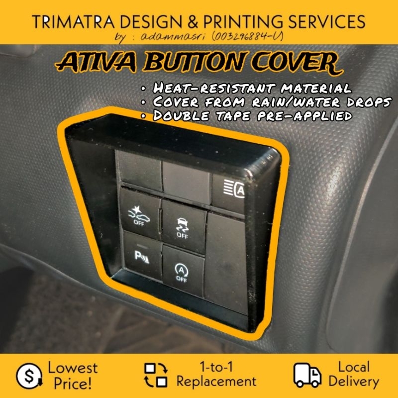Perodua Ativa Cover Button Rain Splash Awning Protection Water Shield ...