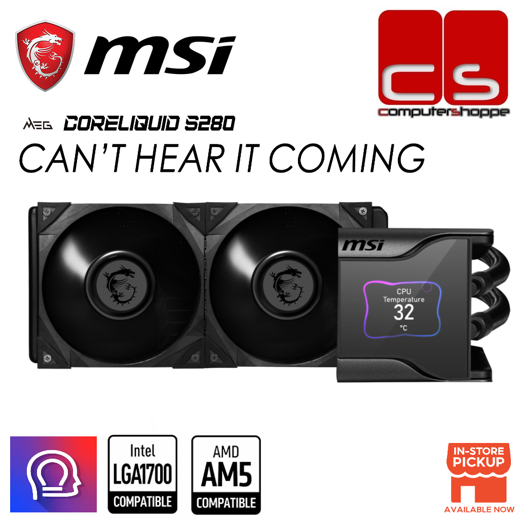 MSI MEG CORELIQUID S280 AIO Liquid Cooler with 2.4” IPS Display ...
