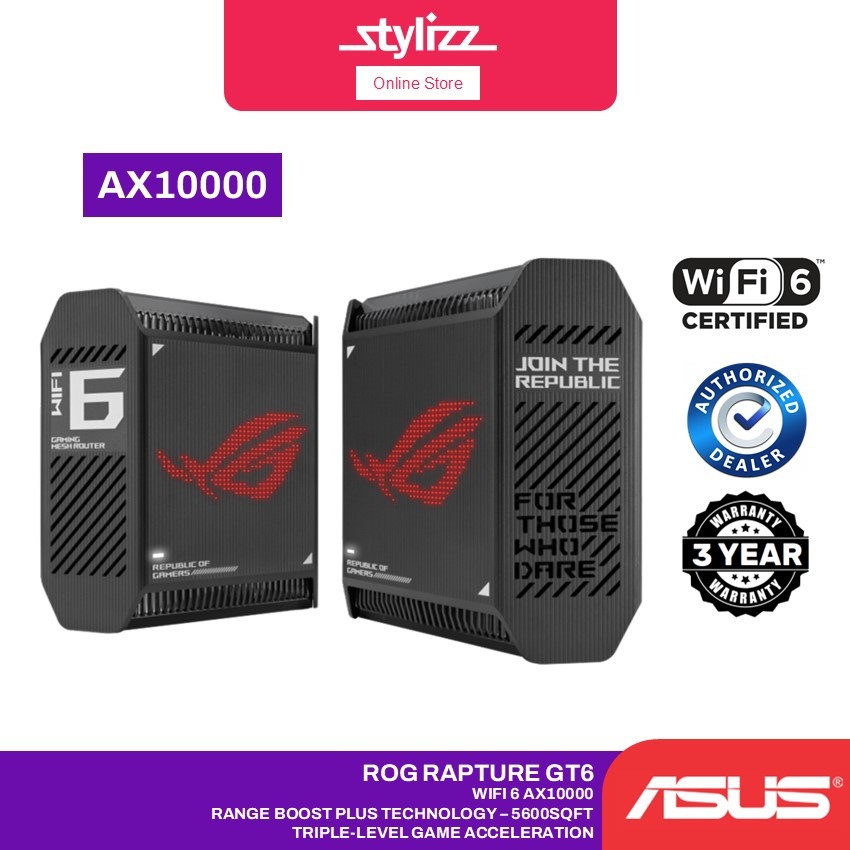 ASUS ROG Rapture GT6 Tri-Band WiFi 6 Mesh WiFi System, covers up to ...