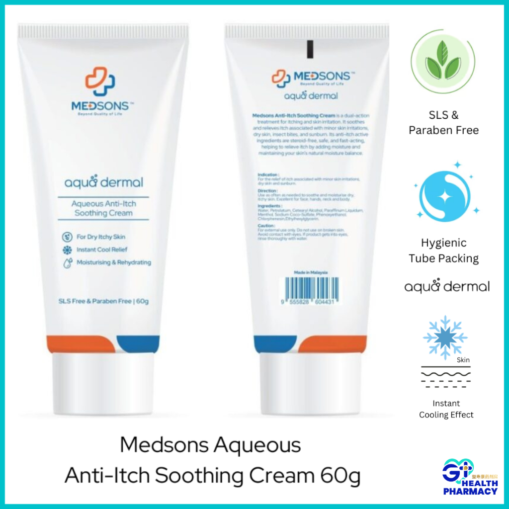 MEDSONS AQUA DERMAL AQUEOUS ANTI-ITCH SOOTHING CREAM 60g | Shopee Malaysia