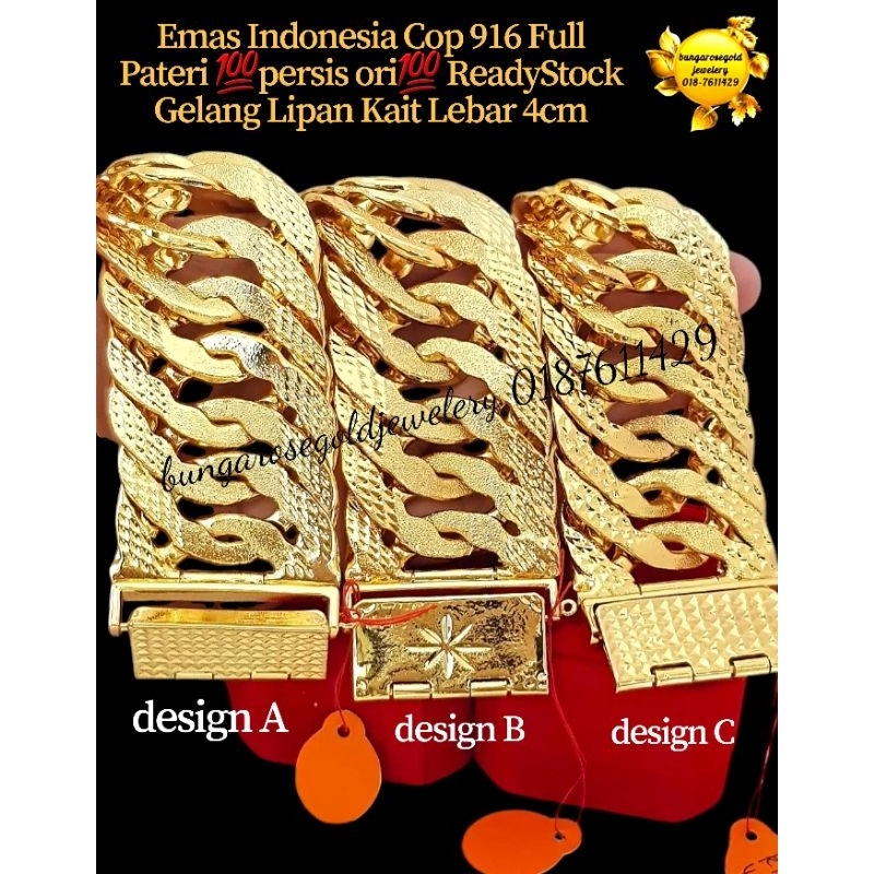 🔥LIPAN KAIT LEBAR 4CM🔥 EMAS INDONESIA COP 916🔥 | Shopee Malaysia