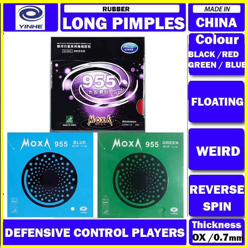 YINHE 955 Long Pimples Colour Rubber ITTF Approved Getah Zarah Panjang ...