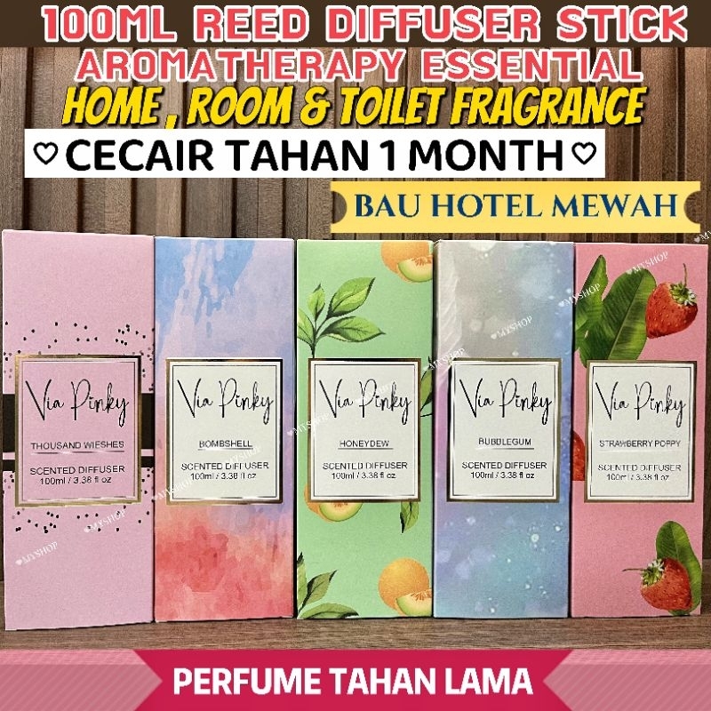 100ML Via Pinky Reed Diffuser Stick Perfume Pewangi Bilik & Rumah Air ...