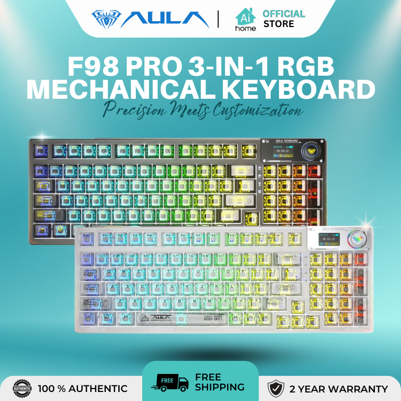 AULA F98 Pro 3-in-1 Swappable RGB Gasket Mechanical Gaming Keyboard 95 ...