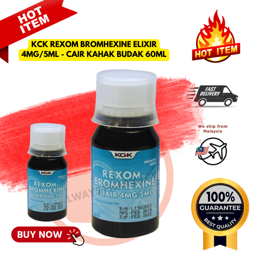 REXOM BROMHEXINE SYRUP 60ML (CAIR/PECAH KAHAK/BUANG KAHAK BUDAK) 60ML ...