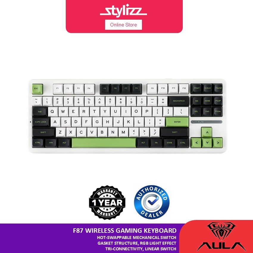 AULA F87 WIRELESS MECHANICAL GAMING KEYBOARD - 87-KEYS TKL LAYOUT, HOT ...