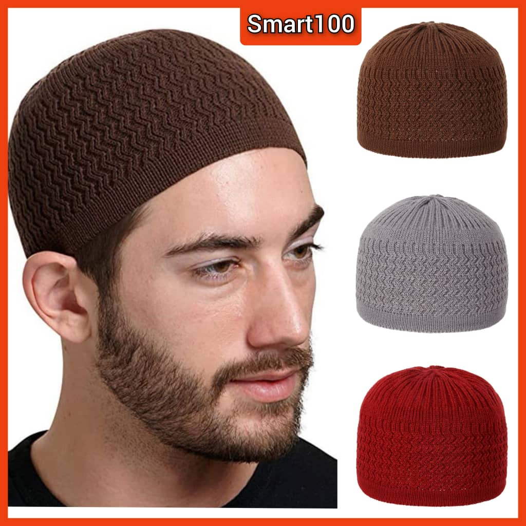 Kopiah Kait Cap Free Size Muslim Umrah Haji Turkey Style Adult Knitted ...